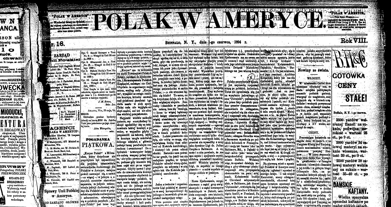 Polak w Ameryce Now Available at NYS Historic Newspapers! - Polish Genealogical Society of New ...